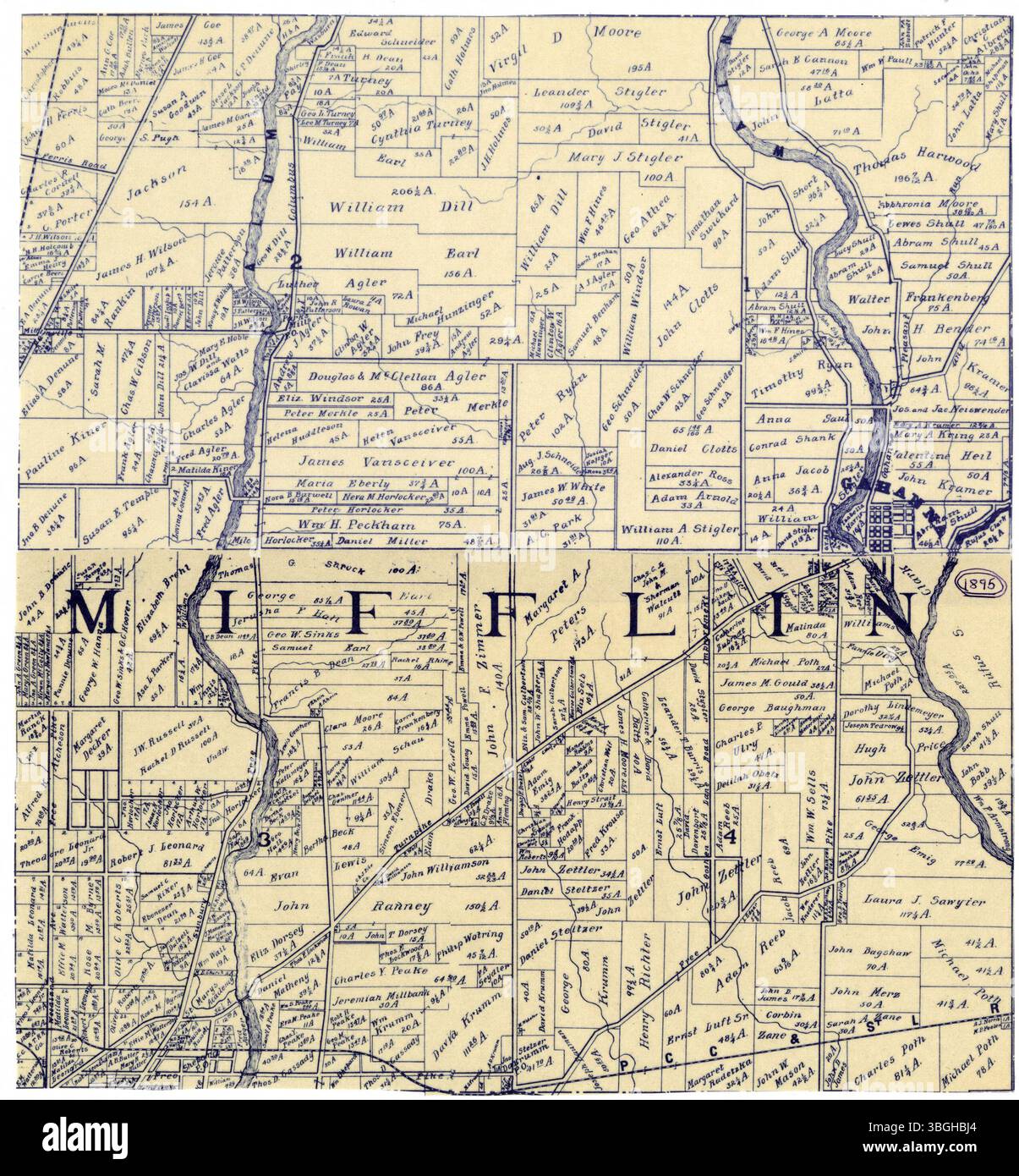 The 1895 Property Ownership Plat Map of Mifflin Township, Franklin ...