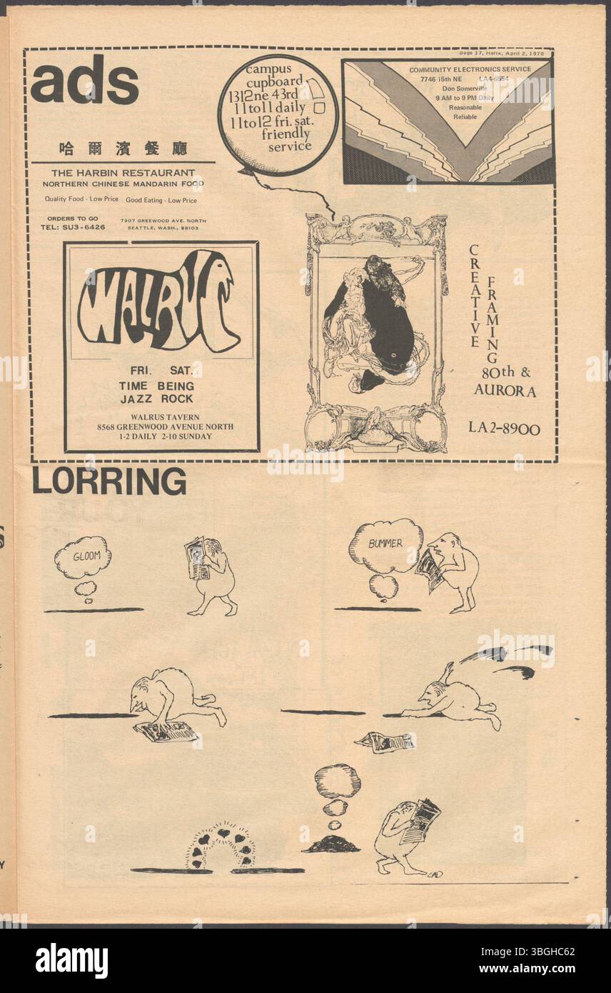 This image from *Helix* magazine, v.11, no.14, April 2, 1970, displays ...