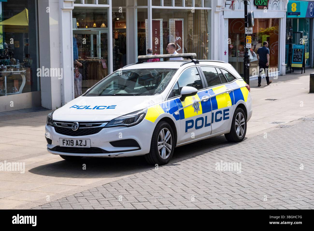 Empty Lincolnshire police car in High Street Lincoln City, Lincolnshire ...