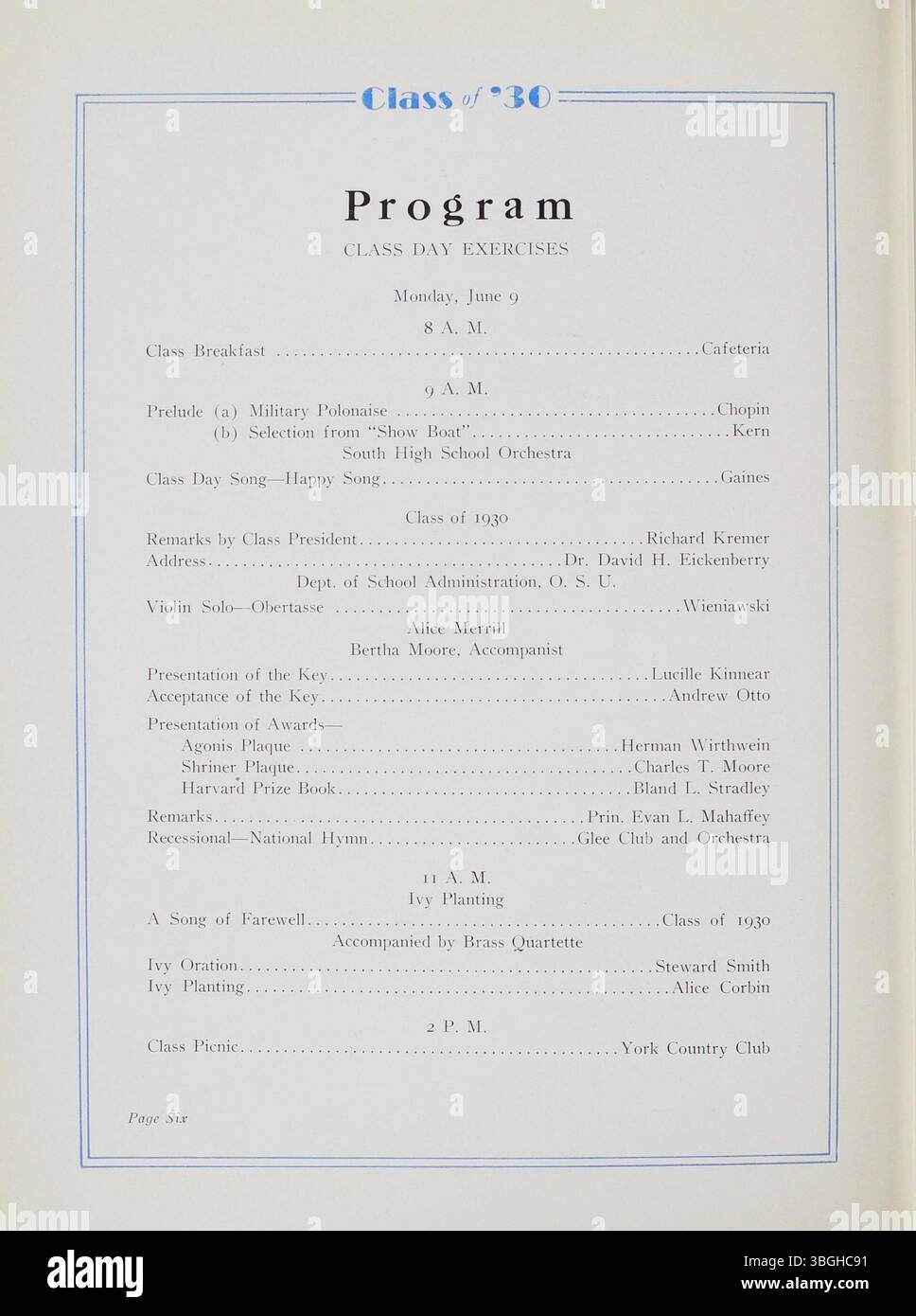 The 1930 South High School commencement program marks a significant ...