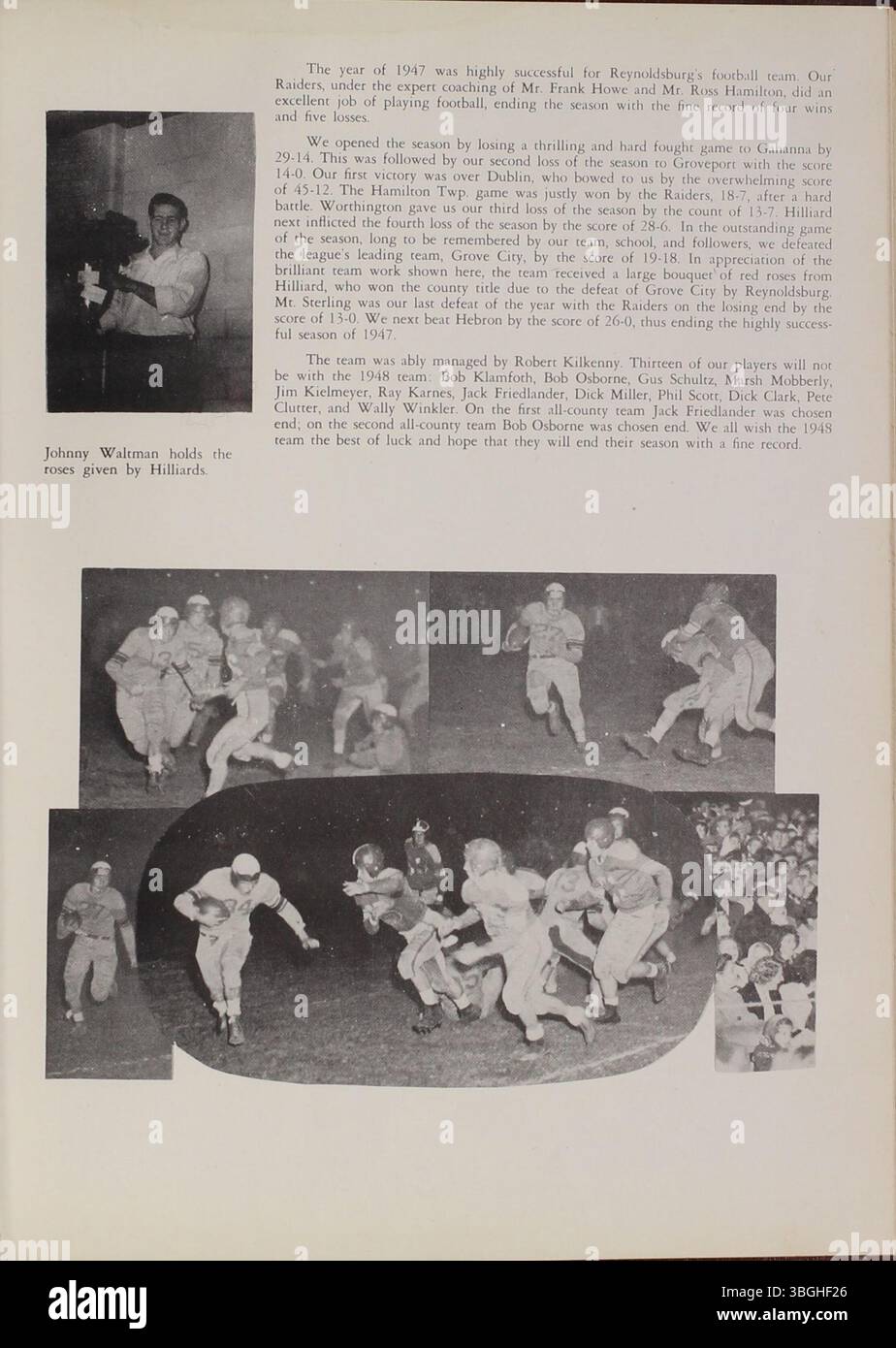 The 1948 Reynoldsburg High School yearbook, Reynolian, recounts the ...