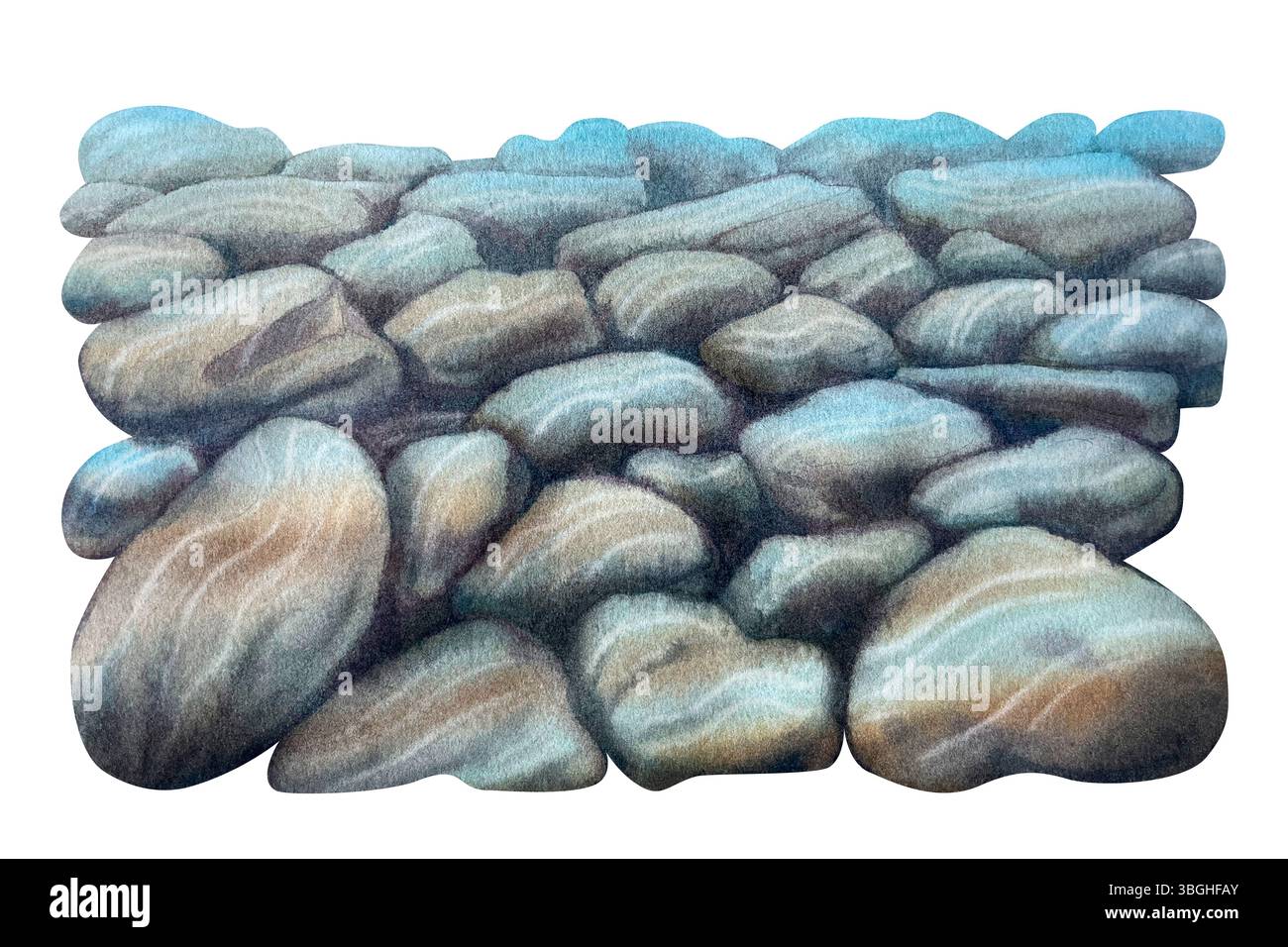Seabed of underwater stones, rocks in brown-gray tones with soft ...
