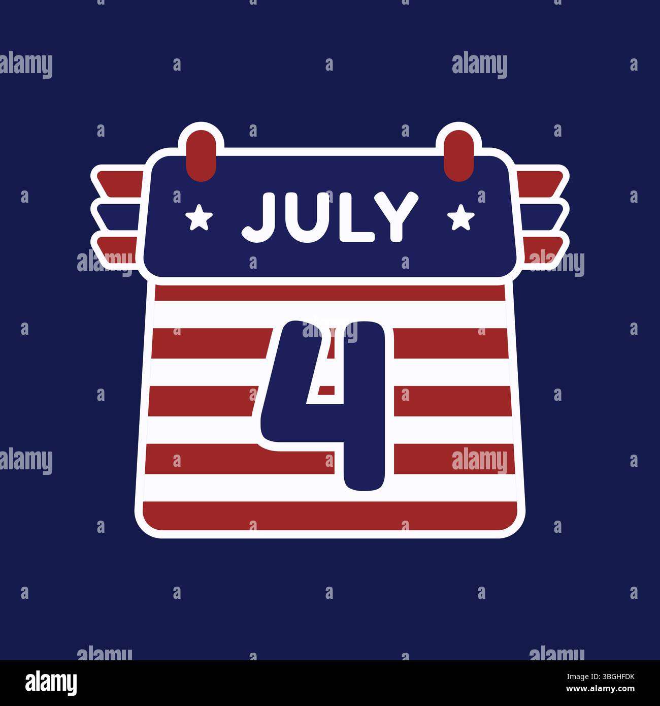 Fourth of July calendar with American flag color on it. USA ...