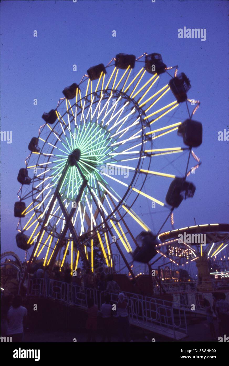 The Sky Diver ride at the Ohio State Fair, introduced in 1978, is a ...