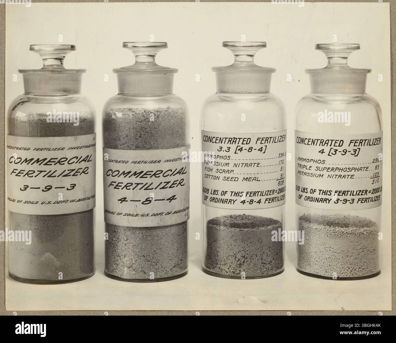 This image shows samples of commercial and concentrated fertilizer ...