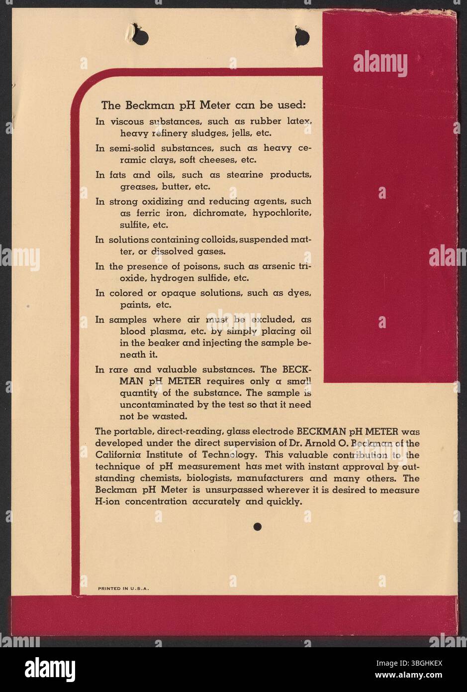 The Beckman pH Meter, invented in 1934 by Arnold Beckman for the ...