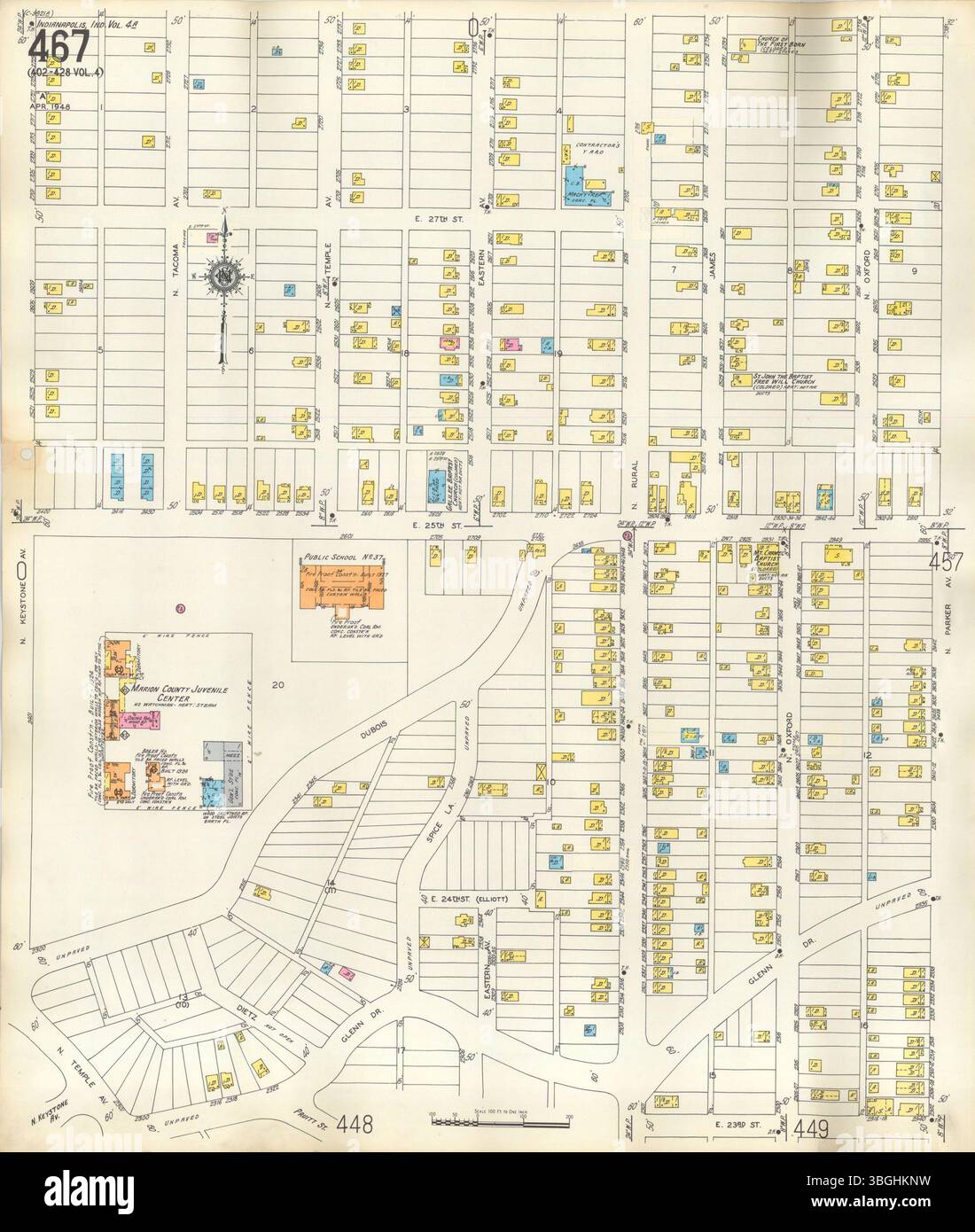 The 1938 Indianapolis Sanborn Map #467, a detailed fire insurance map ...