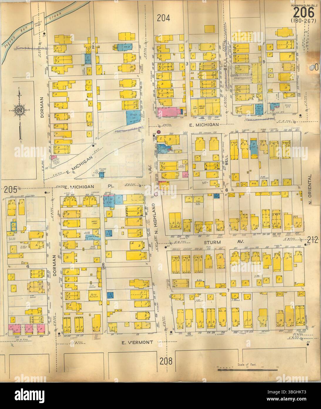 This 1940 Sanborn map of Indianapolis shows street details, building ...