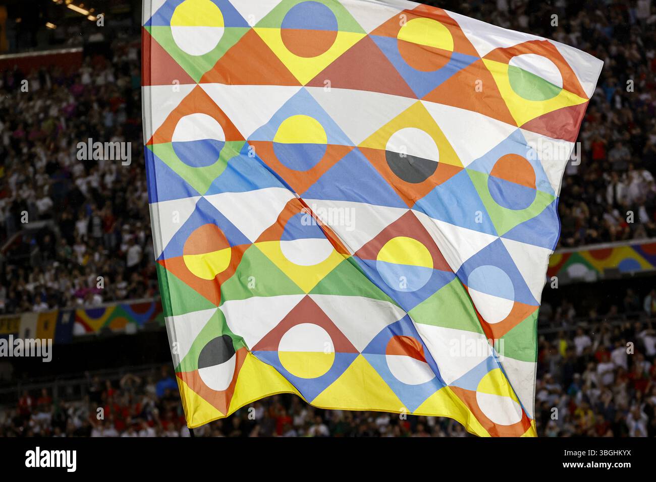 MUNCHEN - Flag with UEFA Nations League logo during the UEFA Nations ...