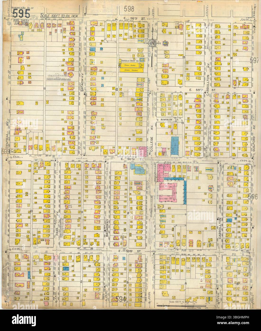 The 1939 Indianapolis Sanborn map (No. 595) displays the city's urban ...
