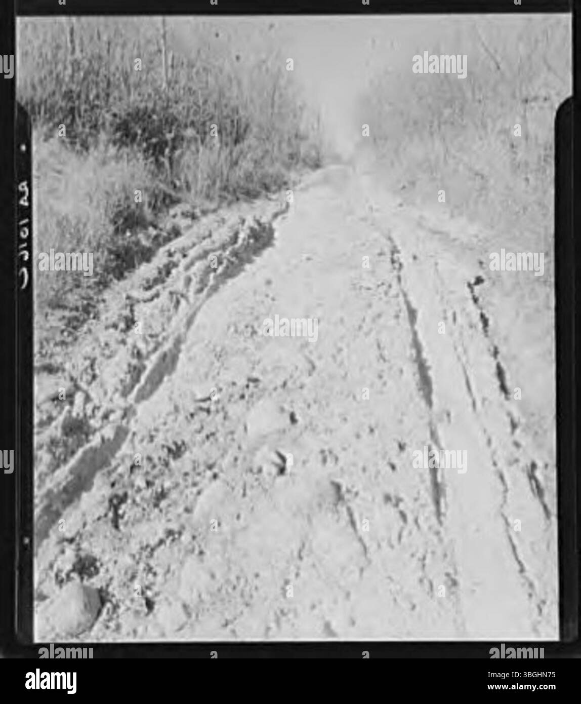 This image depicts a poor country road typical of the area ...