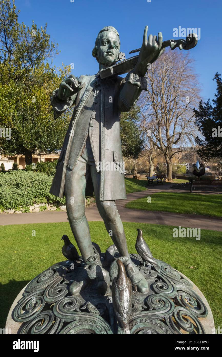 England, Somerset, Bath, Parade Gardens, Statue of Young Mozart by ...