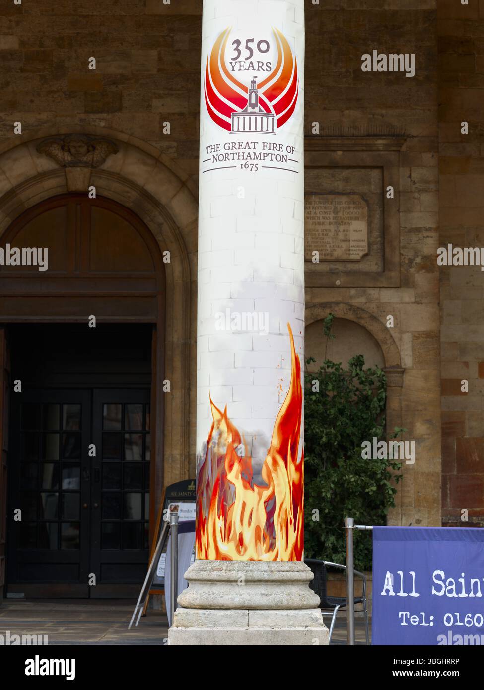 Decorated pillar at the christian All Saints church, Northampton ...
