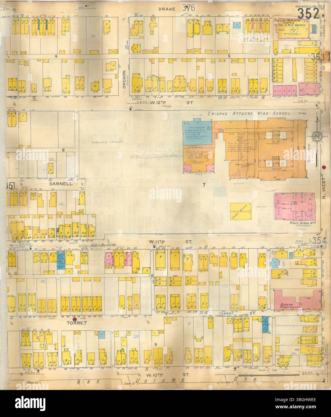 Sanborn Map #352 from 1948 shows detailed property, building, and ...