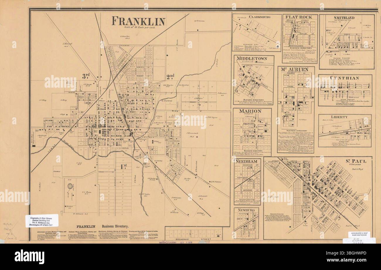 The 1867 map of Shelby and Johnson Counties, Indiana, created by A ...