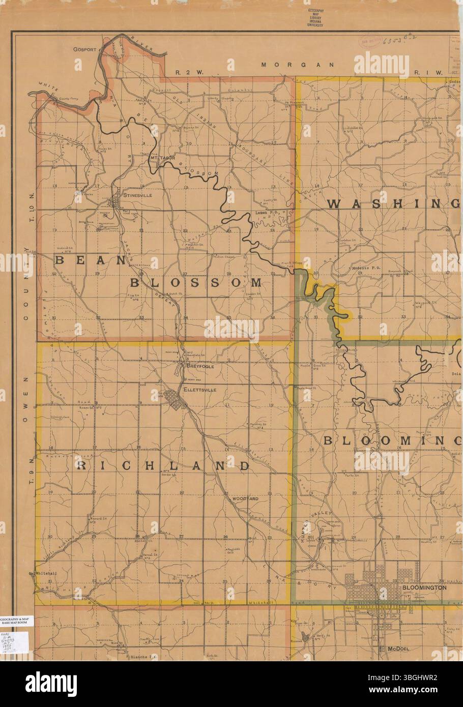 The 1895 map of Monroe County, Indiana, created by C.E. Siebenthal ...