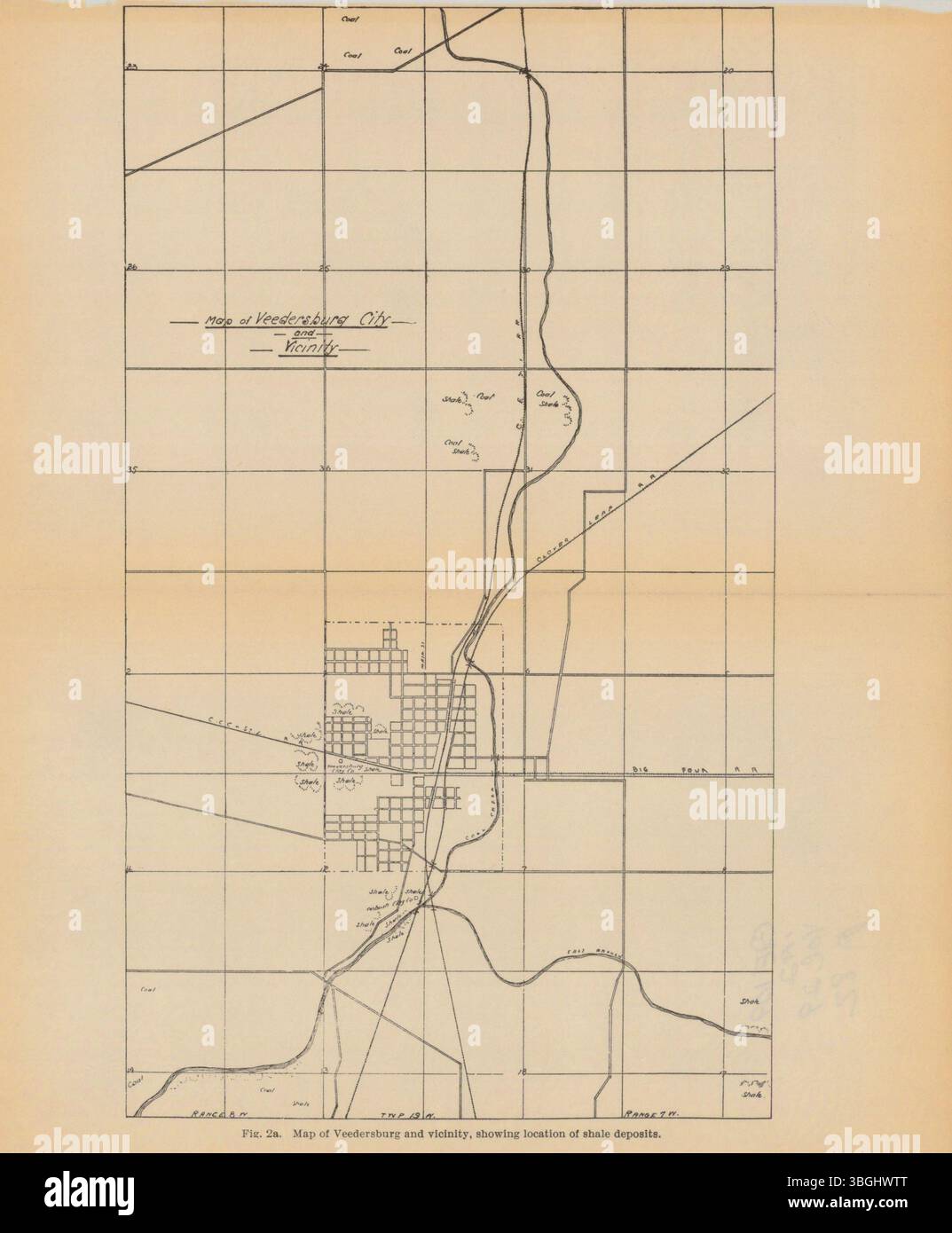 This map of Veedersburg, Indiana, highlights the location of shale ...