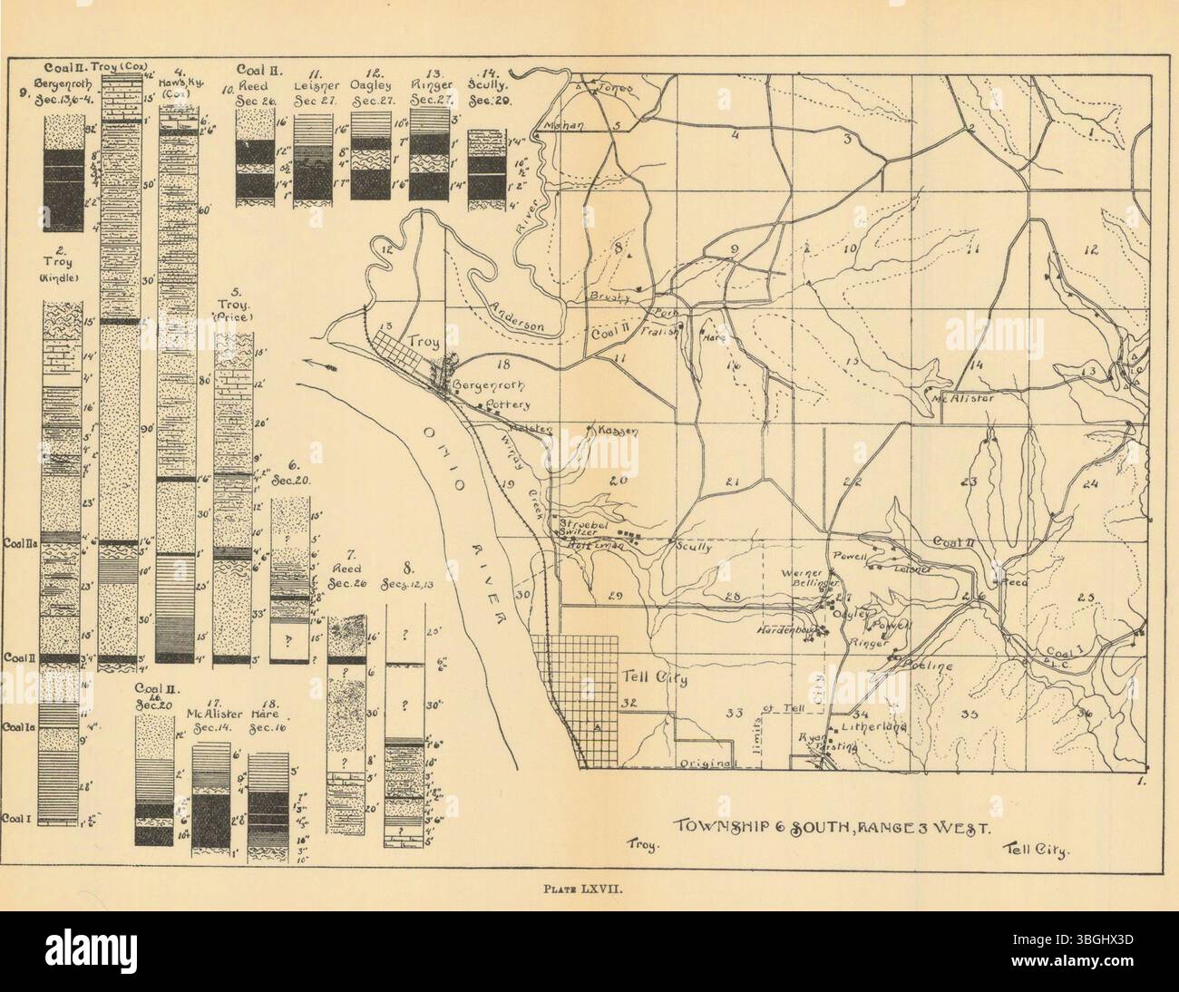 This map section depicts Township 6 South, Range 3 West, including the ...