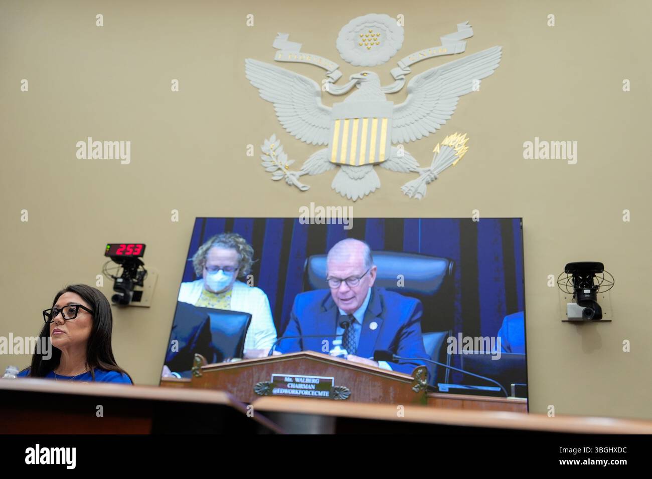Secretary of Labor Lori Chavez-DeRemer listens to members of Congress ...