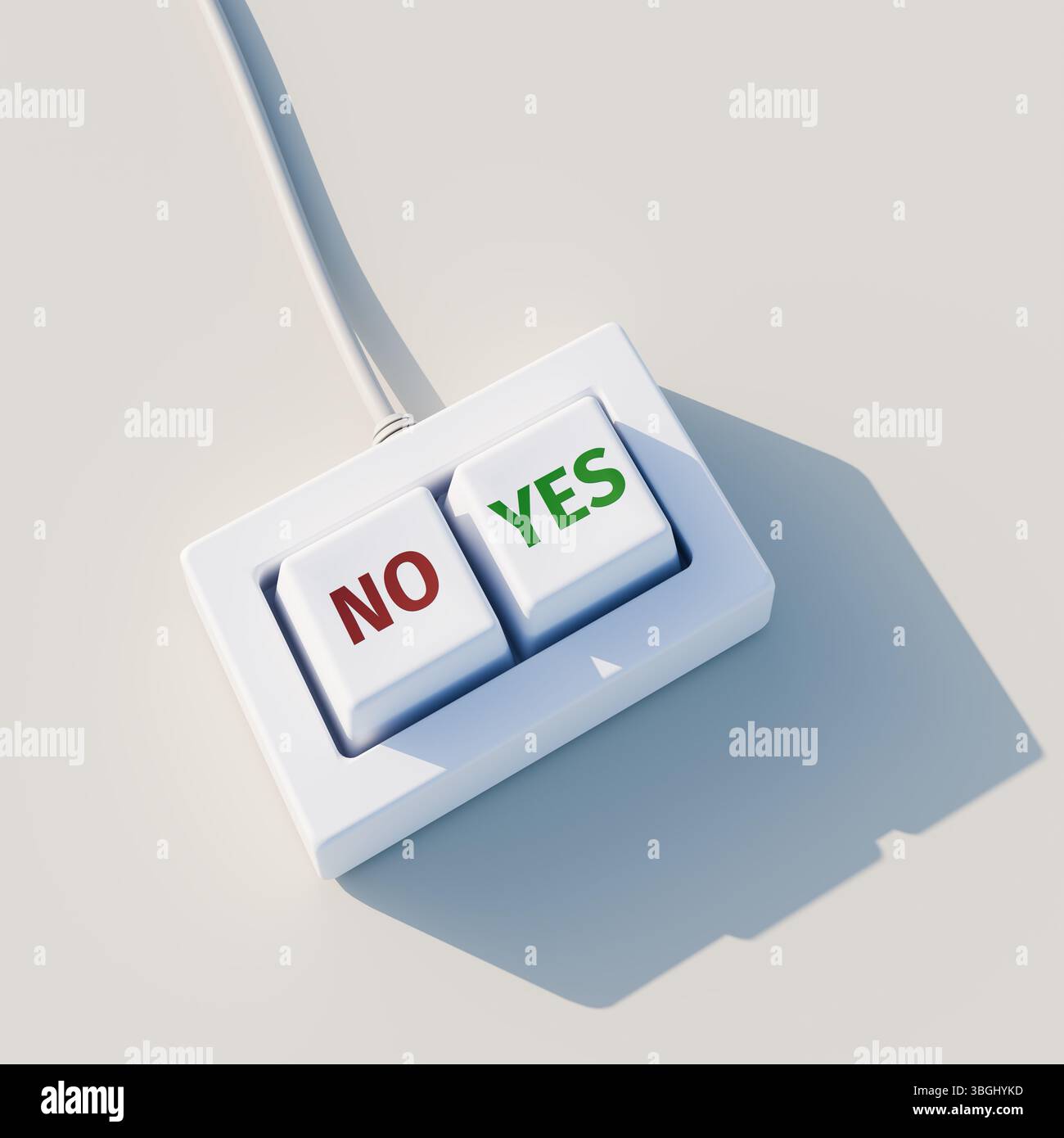 A two button keyboard labelled YES and NO. Symbolizing simple decision ...