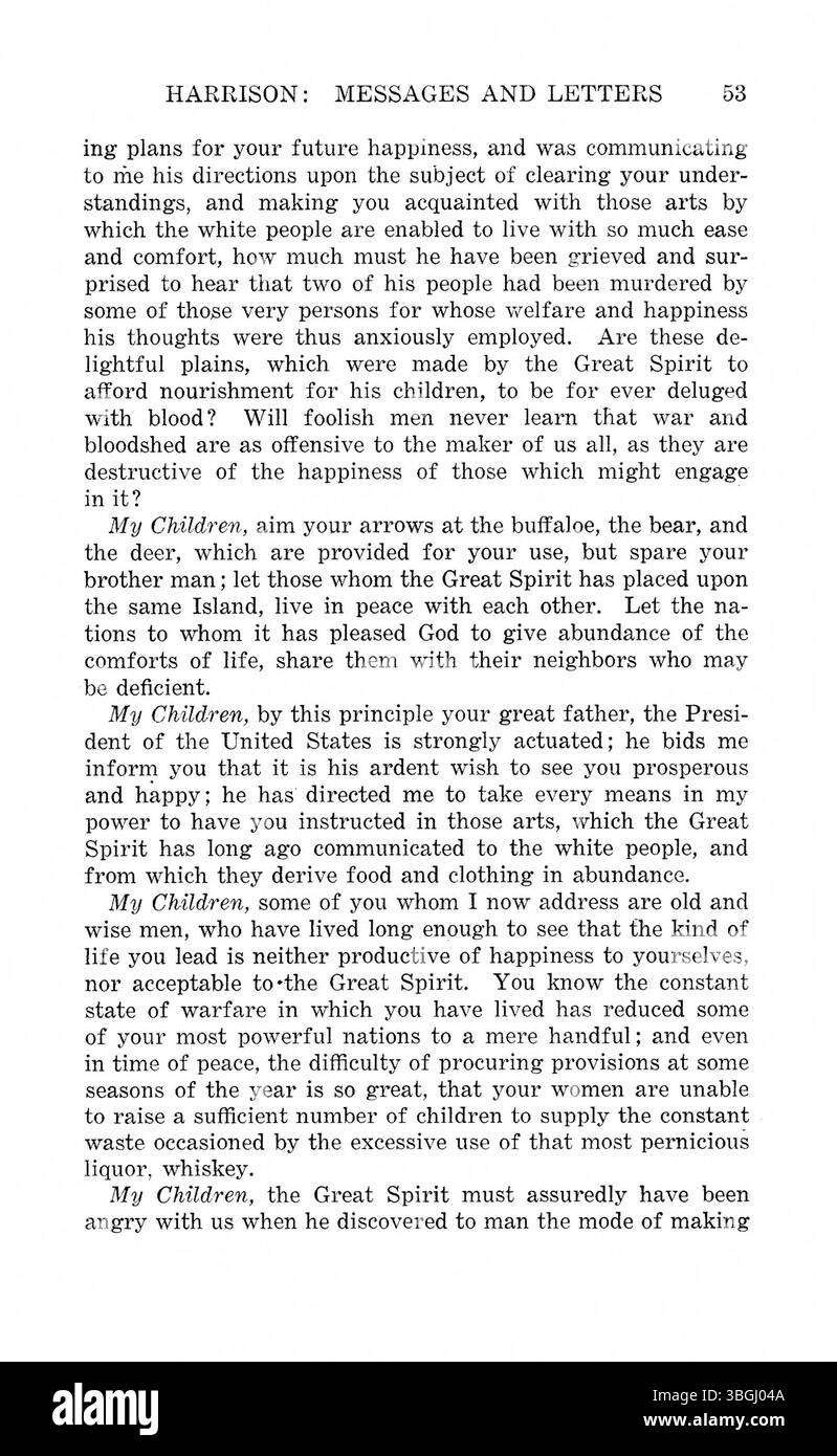 This page in the 1922 collection of Harrison's messages and letters ...