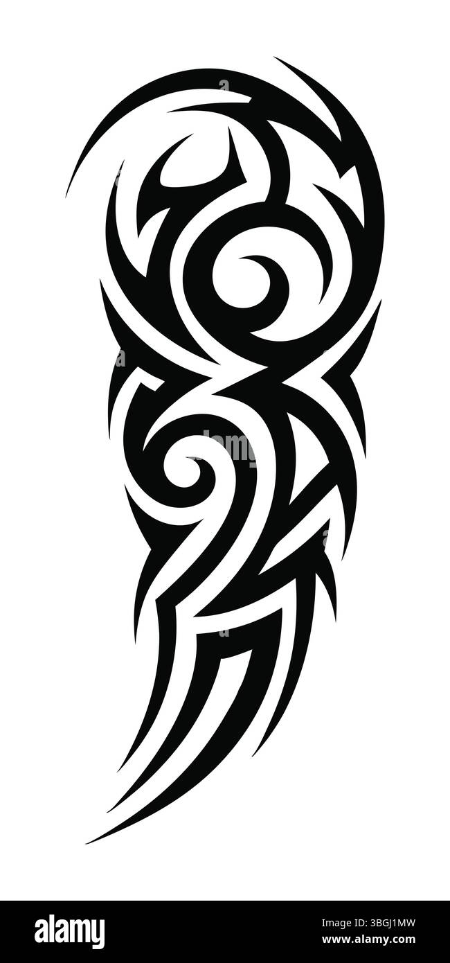 Bold Black Tribal Arm Tattoo Design Featuring Abstract Polynesian ...