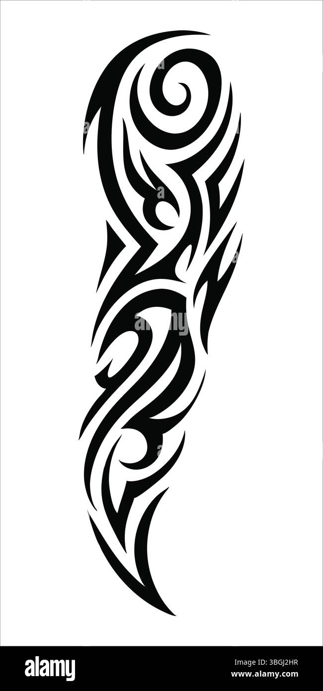 Bold Black Tribal Arm Tattoo Design Featuring Abstract Polynesian ...