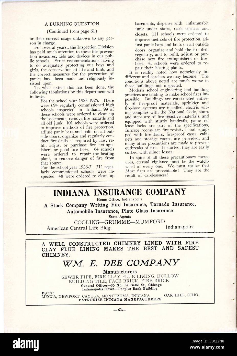 The 1928 Indiana Fire Prevention Manual presents general fire safety ...
