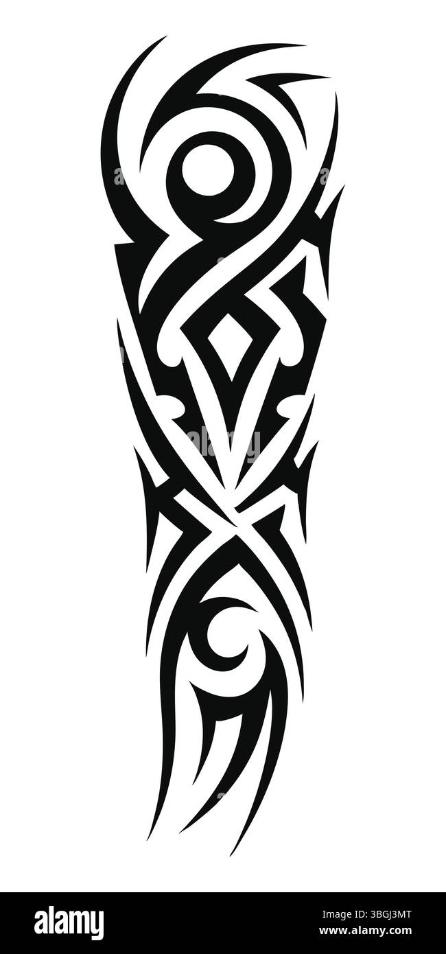 Bold Black Tribal Arm Tattoo Design Featuring Abstract Polynesian ...