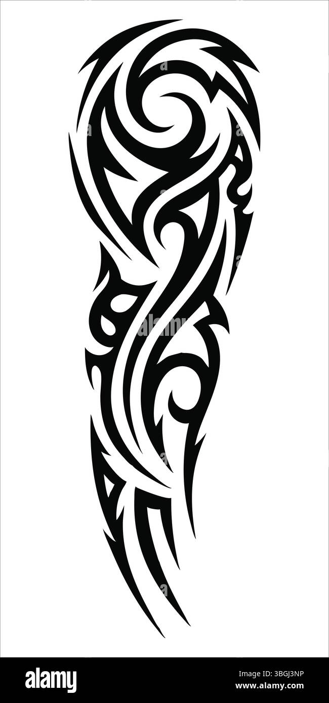 Bold Black Tribal Arm Tattoo Design Featuring Abstract Polynesian ...
