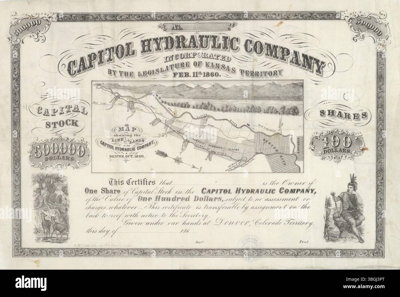 This certificate, dated February 11, 1860, acknowledges the ...