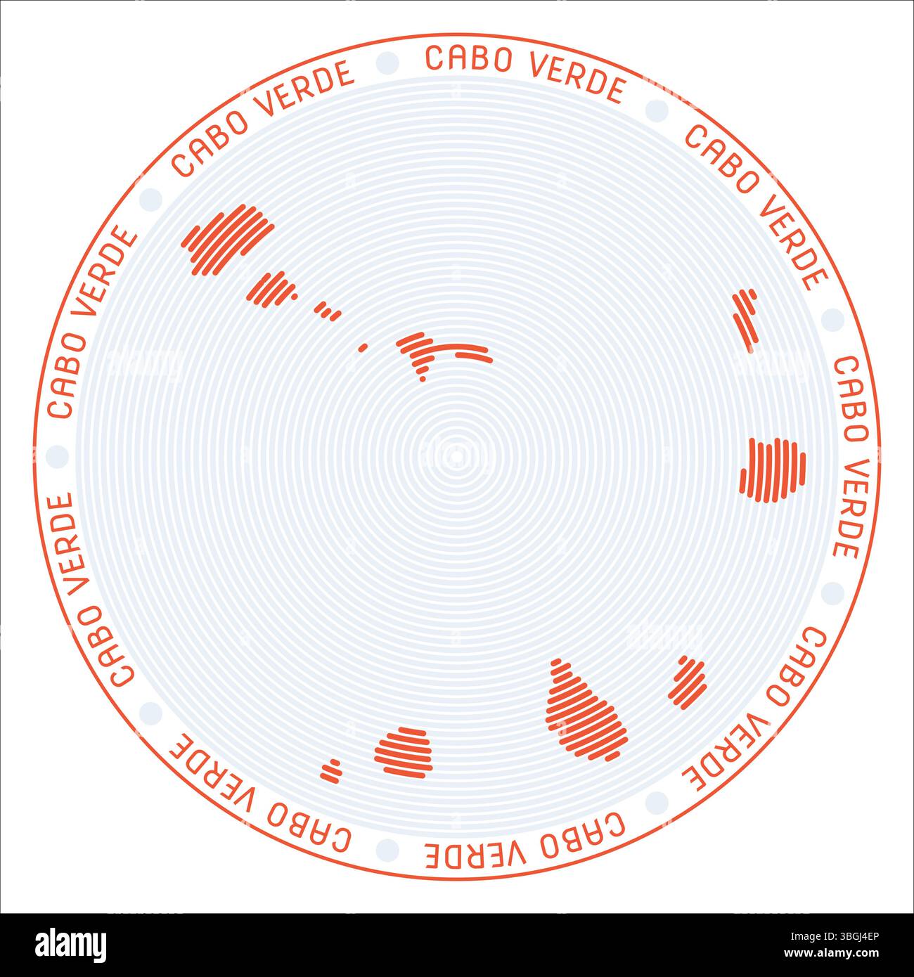 Cabo Verde round logo design. Country shape build of rings. Cabo Verde ...