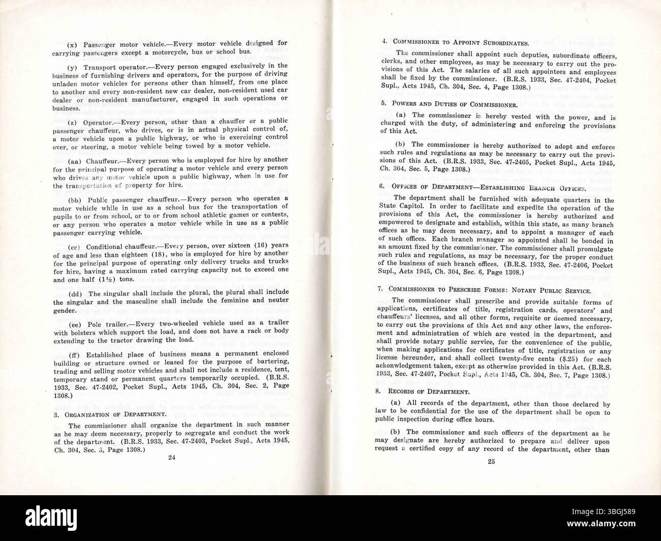 The 1950 Indiana motor vehicle laws include regulations on fees ...