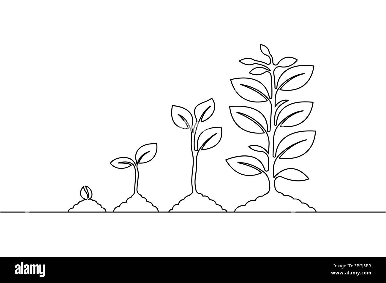 Simple plant life cycle icon linear style vector drawing Stock Vector ...