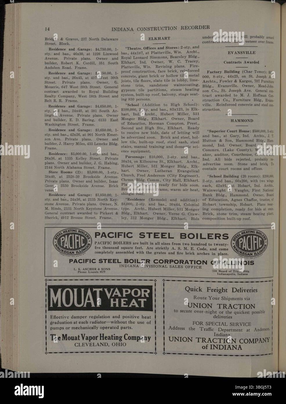 The Indiana Construction Recorder, published on October 15, 1927, is ...