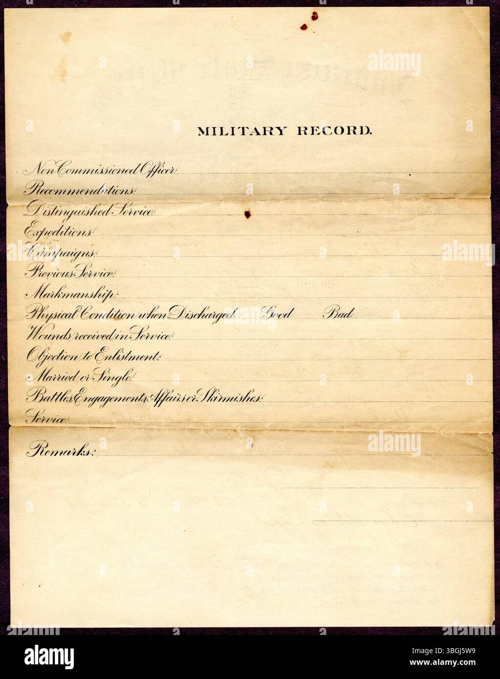 Cleon A. Simon's discharge paper is a formal document marking the ...