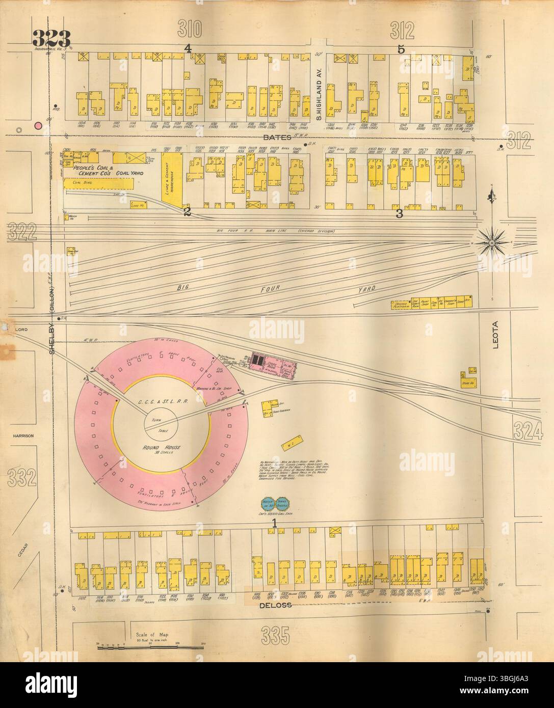 Sanborn Fire Insurance Map No. 323 of Indianapolis from 1898 provides ...