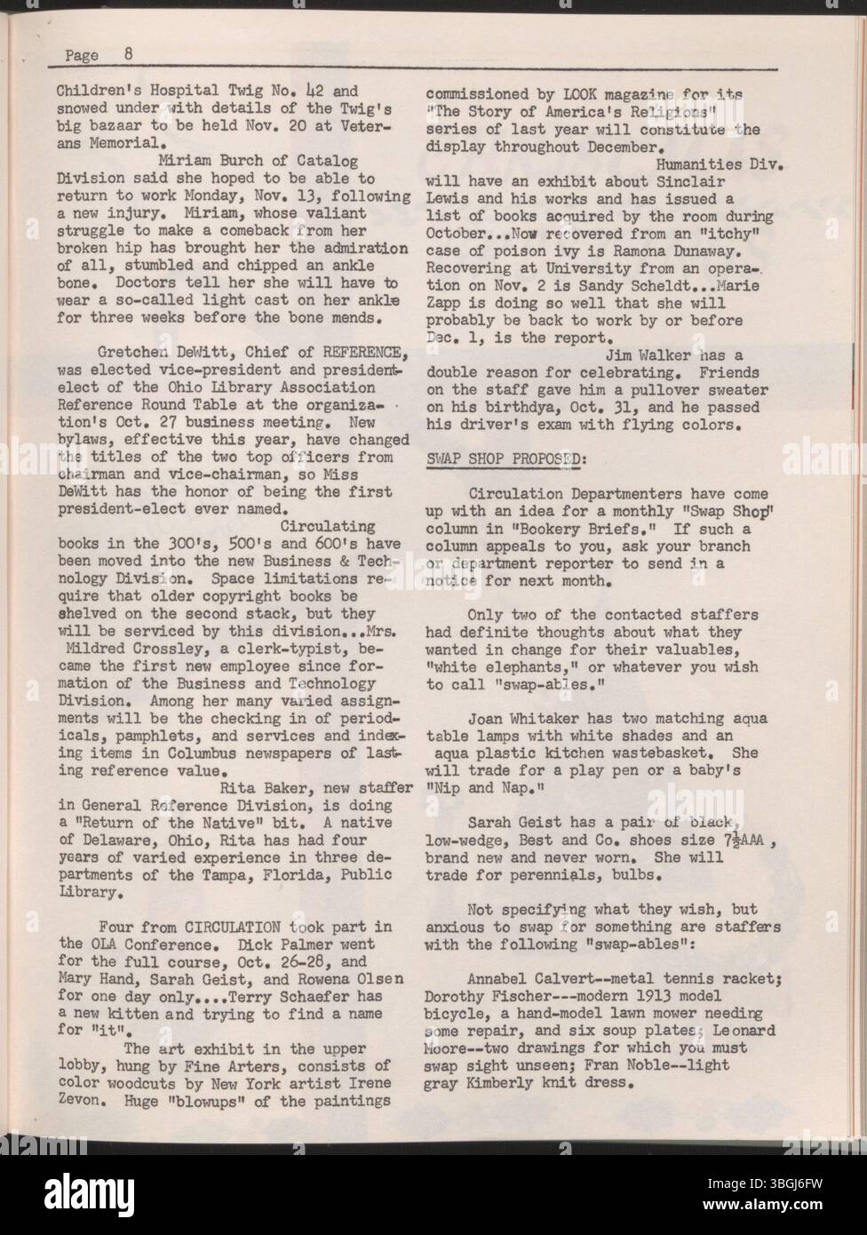 Another issue of Bookery Briefs from 1961, detailing library staff ...