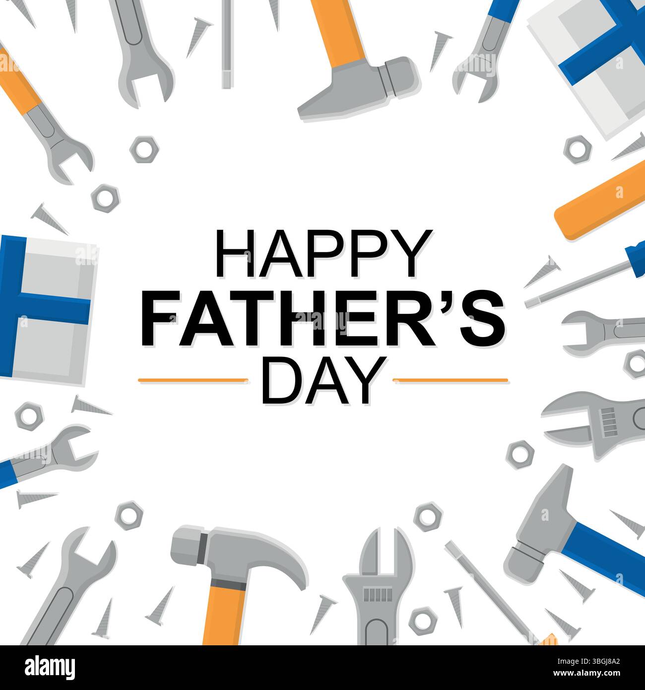 Happy Fathers Day greetings card design with tools, screwdrivers ...