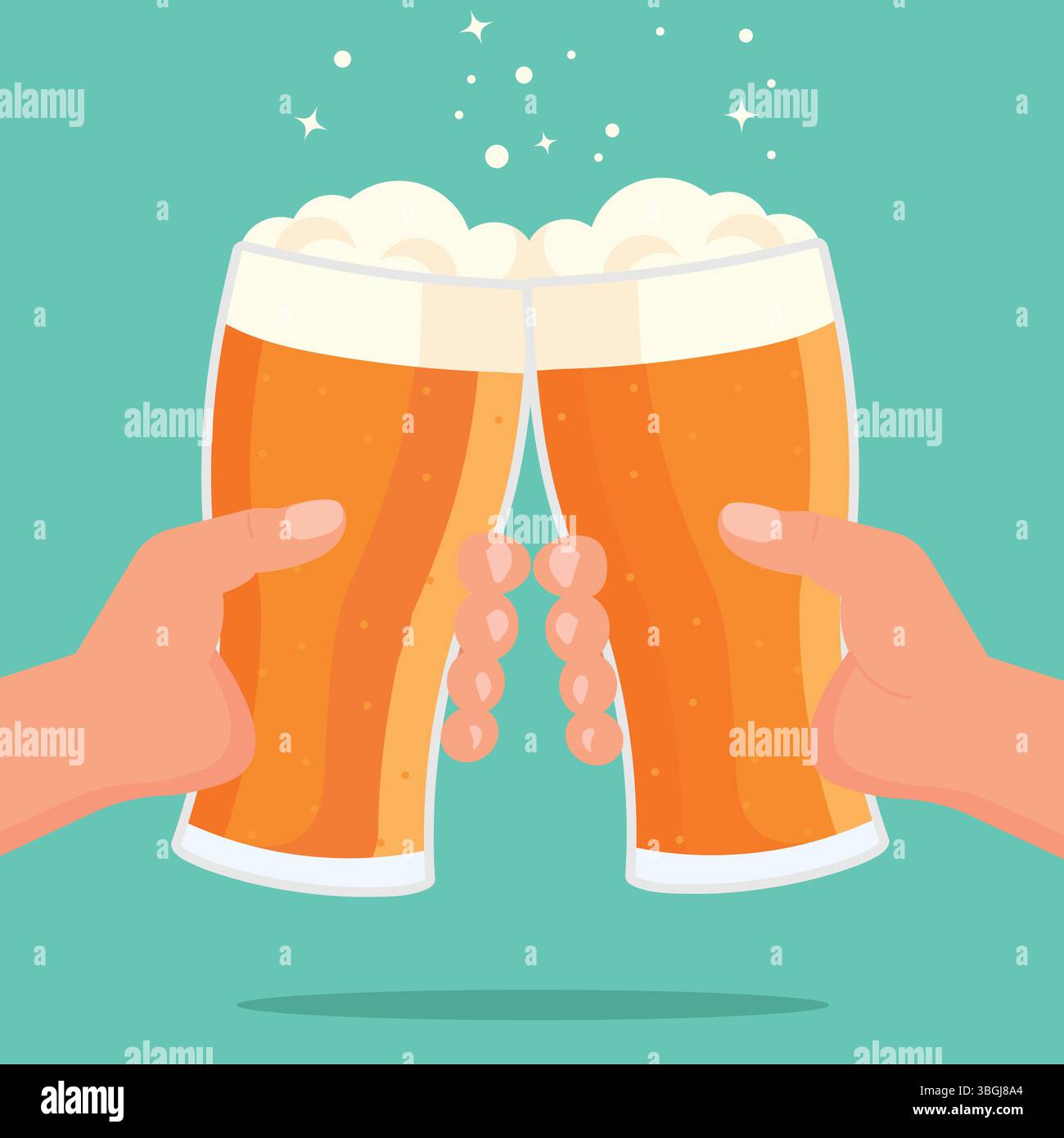 Hands holding glasses beer Stock Vector Images - Alamy
