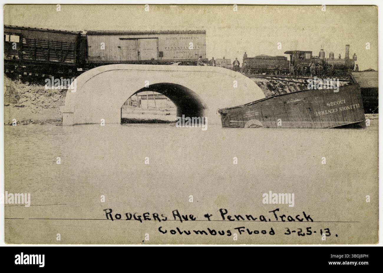 This black and white photo shows the wreckage of a train on the ...