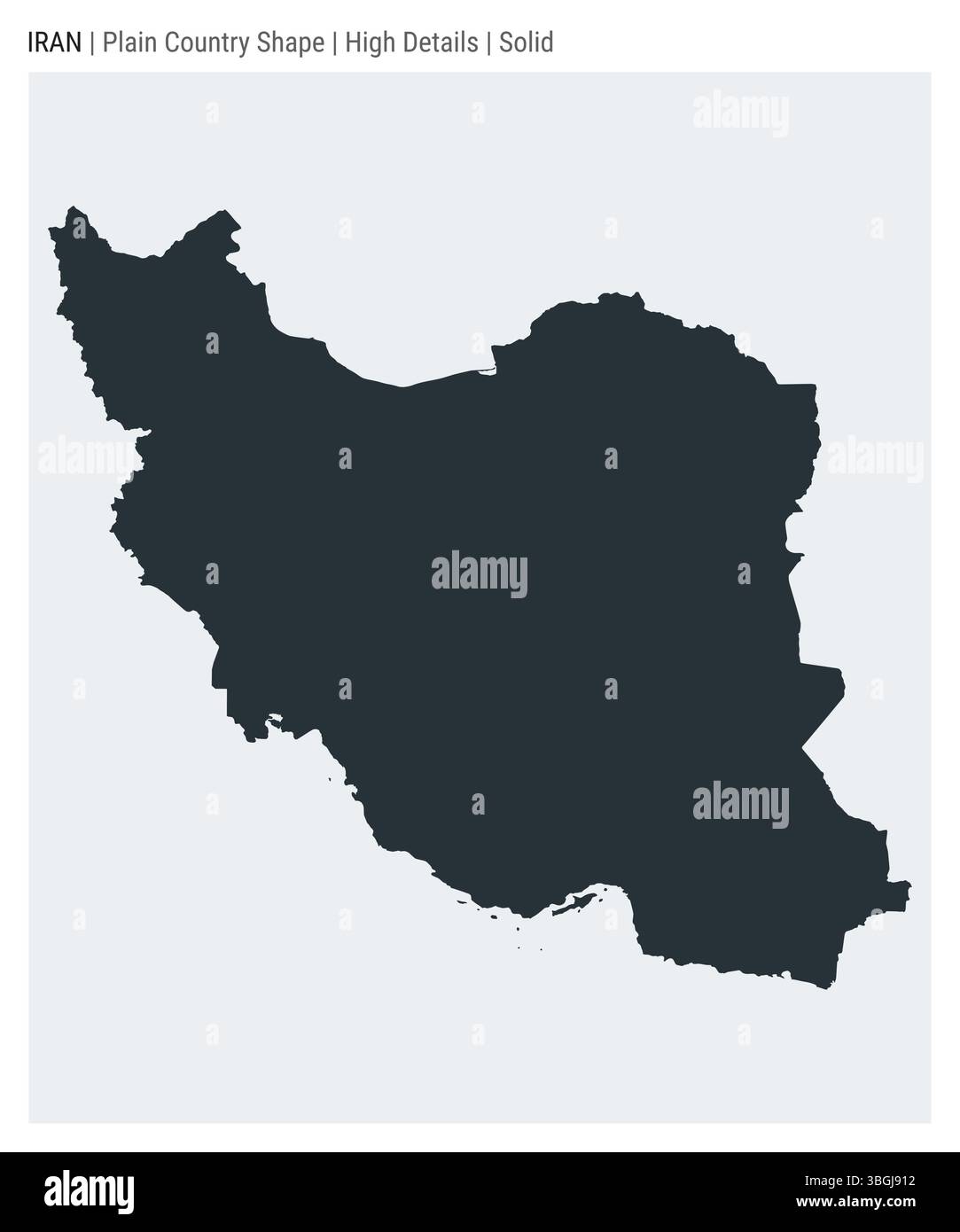 Iran plain country map. High details. Solid style. Shape of Iran ...