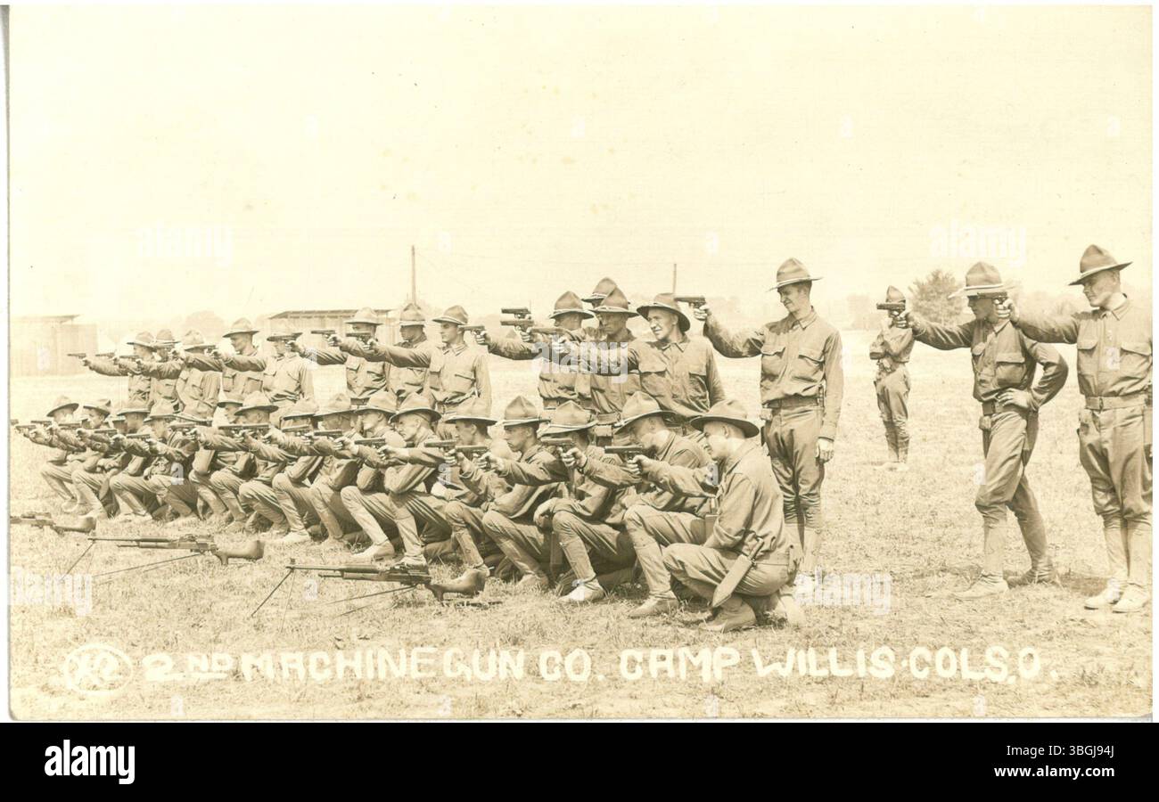 This black-and-white postcard from 1916 shows the 2nd Machine Gun ...