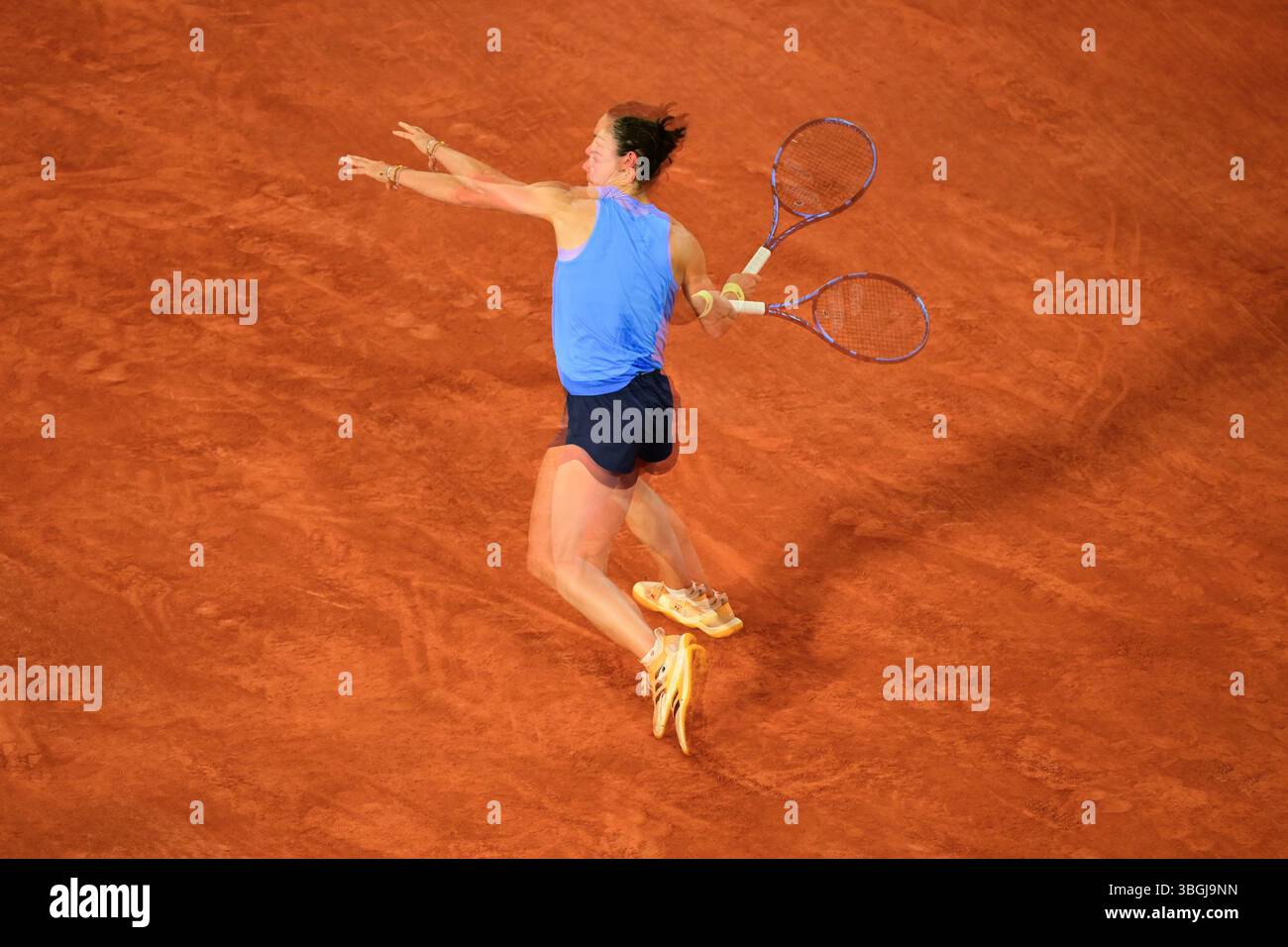 4th June 2025: Roland Garros, Paris, France: 2025 Frech Open tennis championship: Motion blur ...
