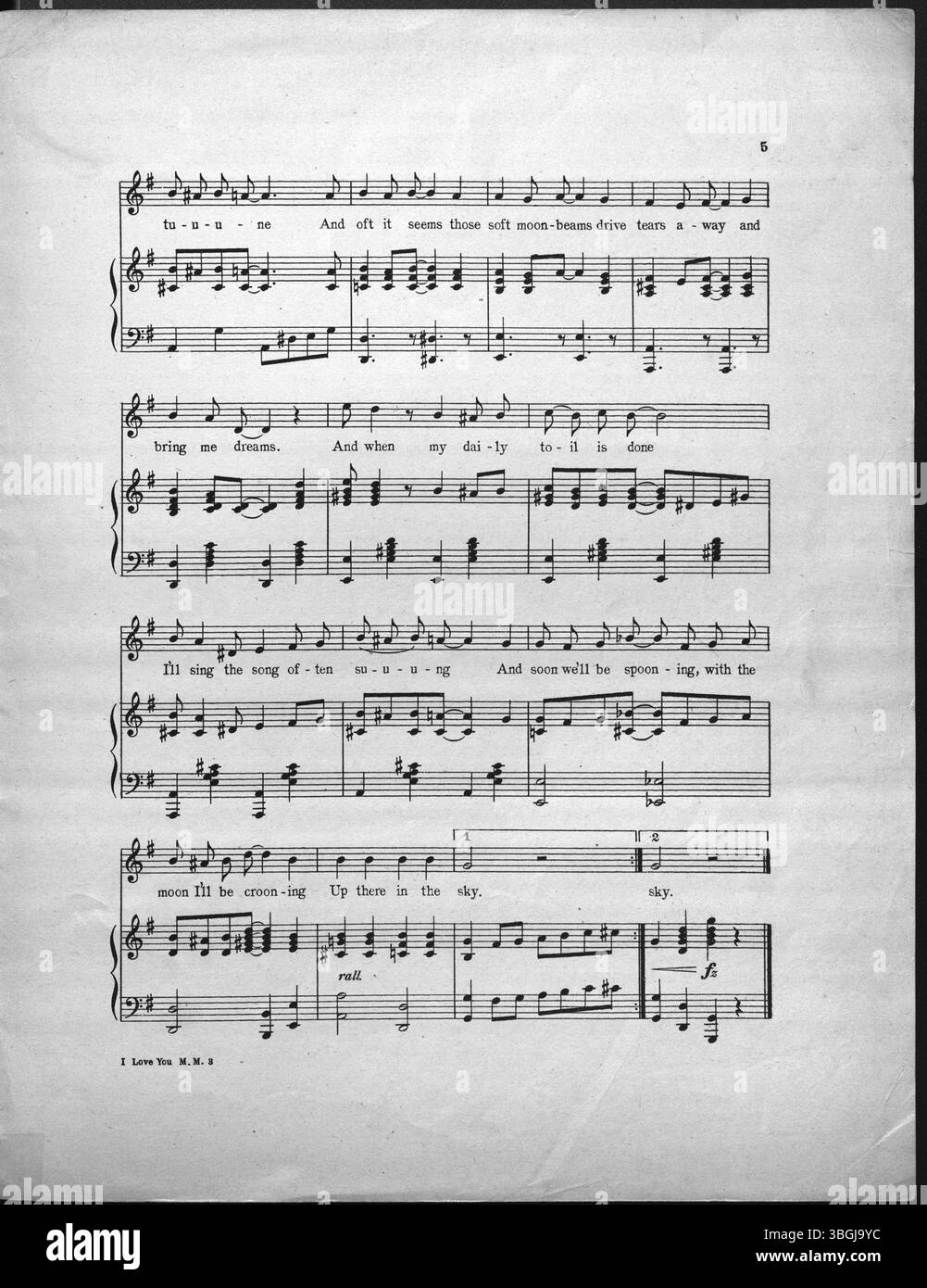 Song lyrics from early 20th century Black and White Stock Photos ...