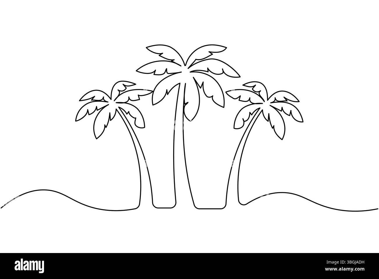 Palm tree continuous one line art and minimal outline vector illustration Stock Vector Image ...
