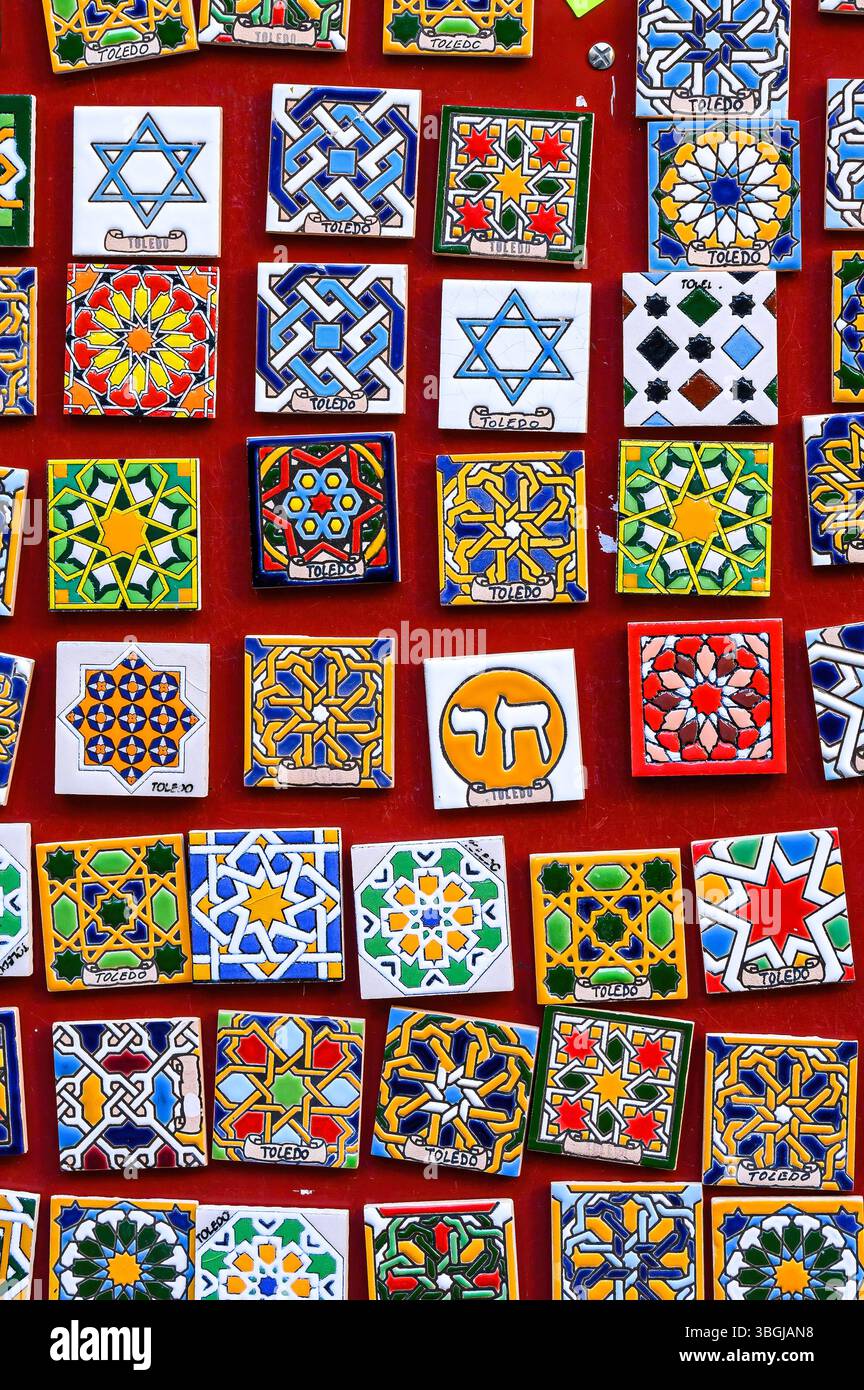 Group of assorted square-shaped ceramic decorations for sale in a gift ...