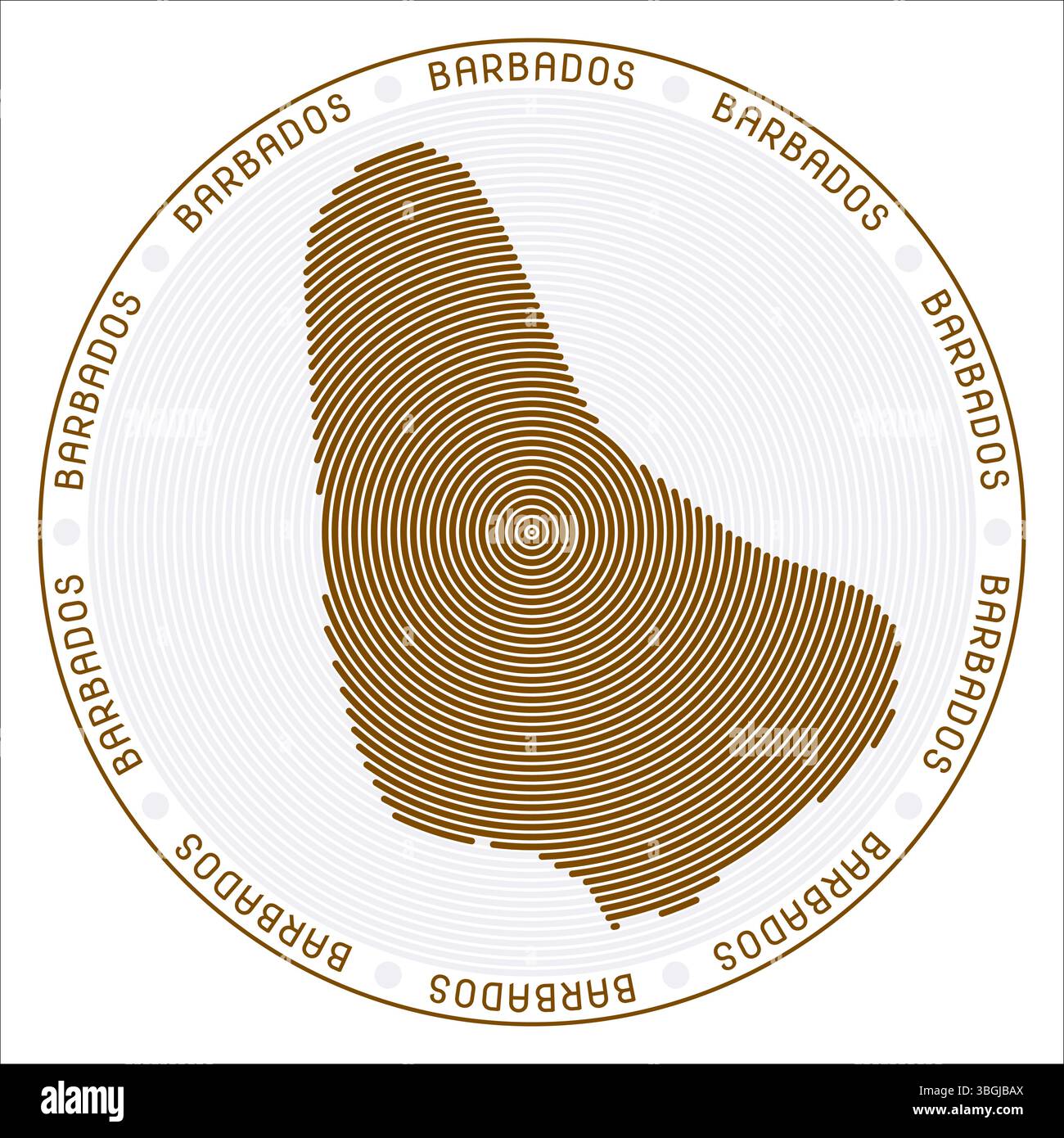 Barbados round logo design. Country shape built of rings. Barbados text ...