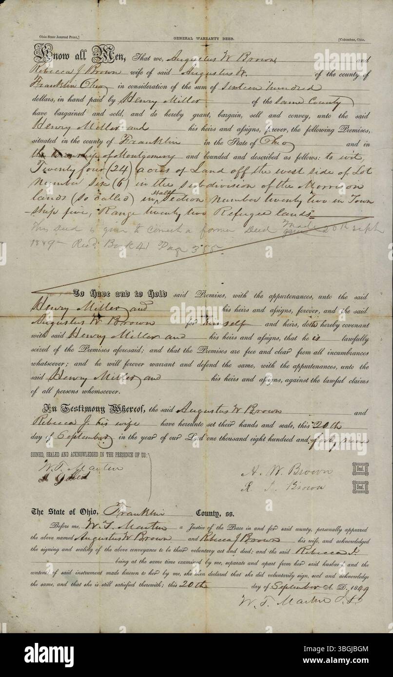 This deed, signed on June 24, 1853, records the sale of land by ...