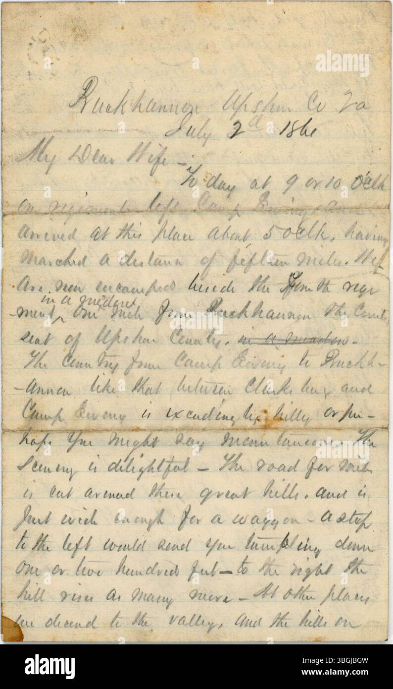 This letter, written by General John Beatty on July 2, 1861, to his ...